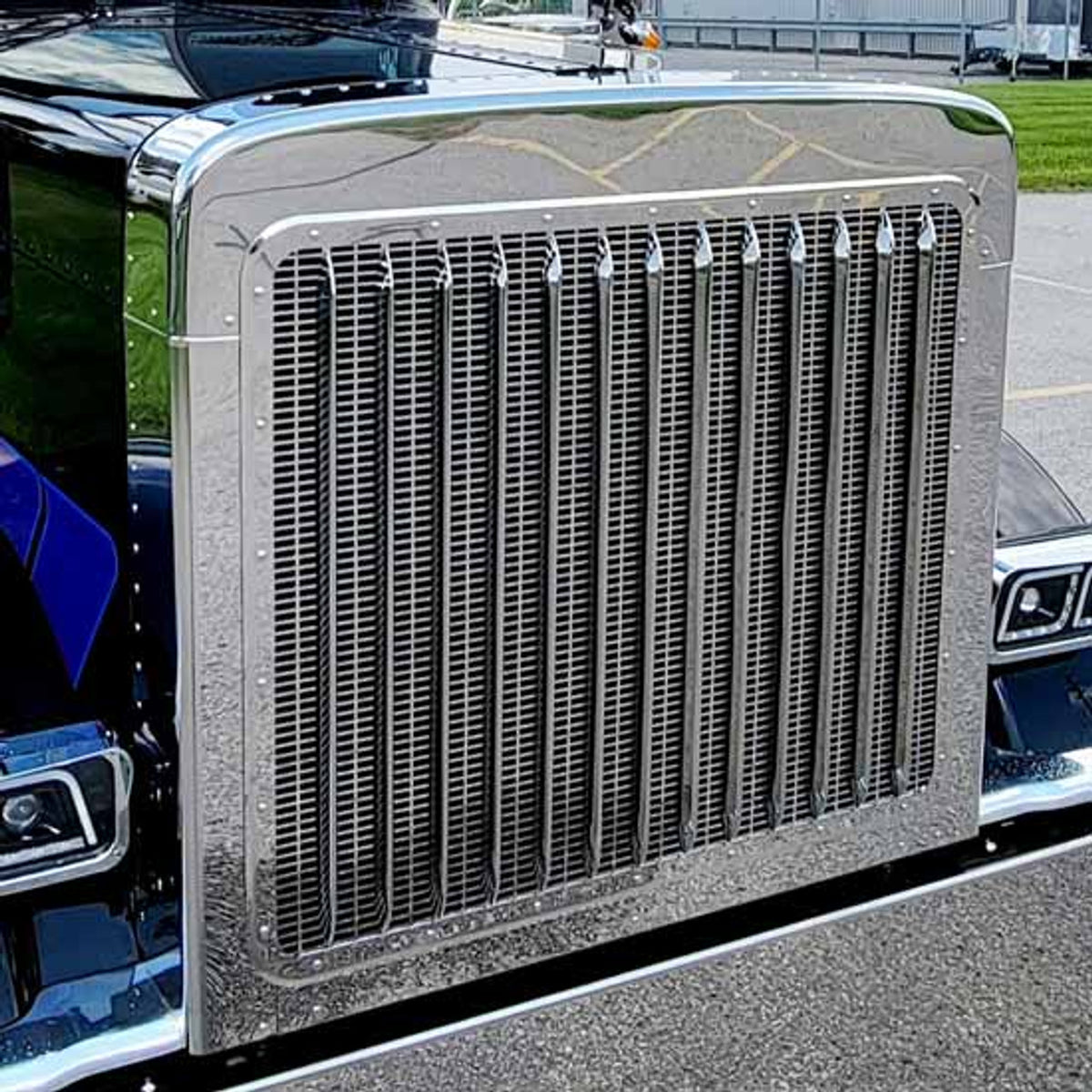 #PFT-GS-379-SS Stainless Steel Grille Surround For Peterbilt 379 Exten ...