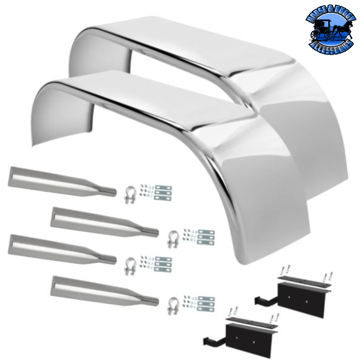 Hogebuilt full fender kit Stainless Steel Pair w/heavy duty brackets 2 ...