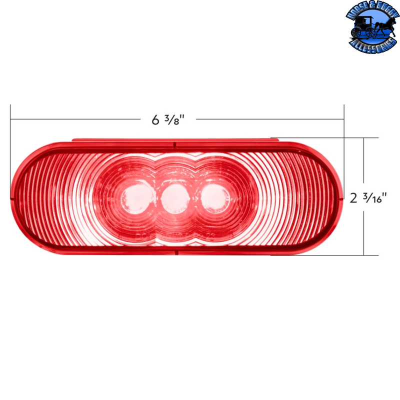3 LED 6" Oval Light (Stop, Turn, & Tail)- Red LED/Red Lens #38067B ...