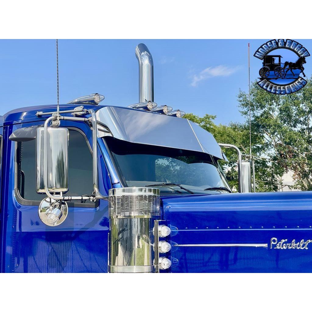 Rollin Low (14" Straight) Visor (Kenworth T680, T880, W990) (Peterbilt ...