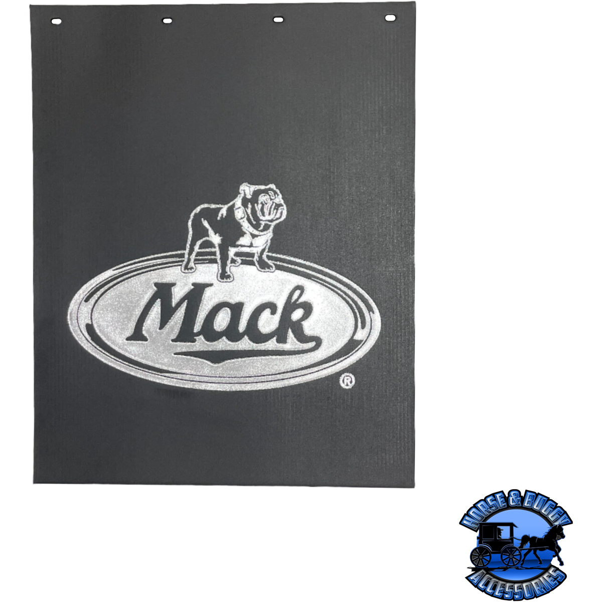 3/8'' BLACK RUBBER MUDFLAP W/ SILVER MACK LOGO (CHOOSE SIDE) (24'' X 3 ...