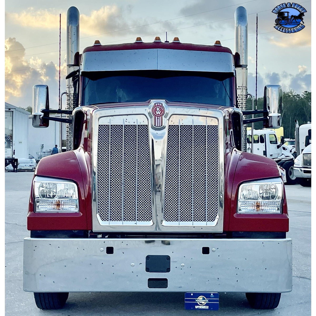 Rollin Low 12" Straight Visor (Kenworth T680, T880, W990) (Peterbilt 5 ...