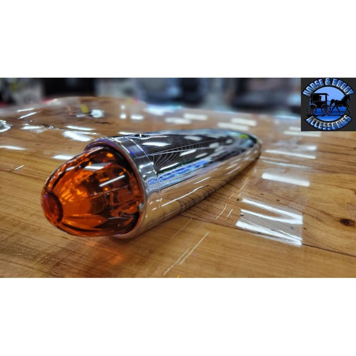 Glass lens watermelon chrome die cast housing dark amber #93703 — Horse ...